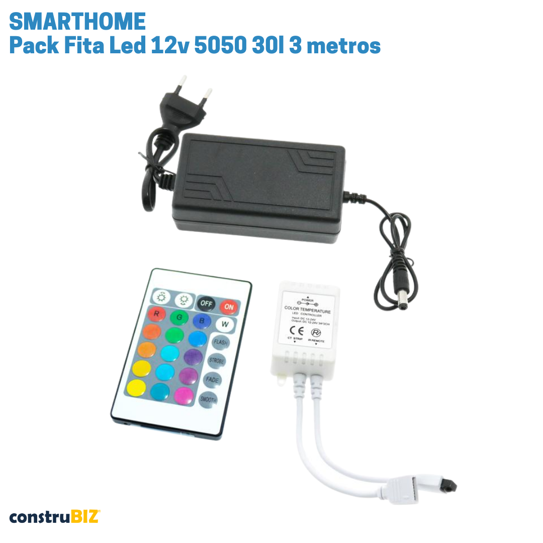 ILUMINAÇÃO | Fila Led Digital RGB de 3 metros | CONSTRUBIZ